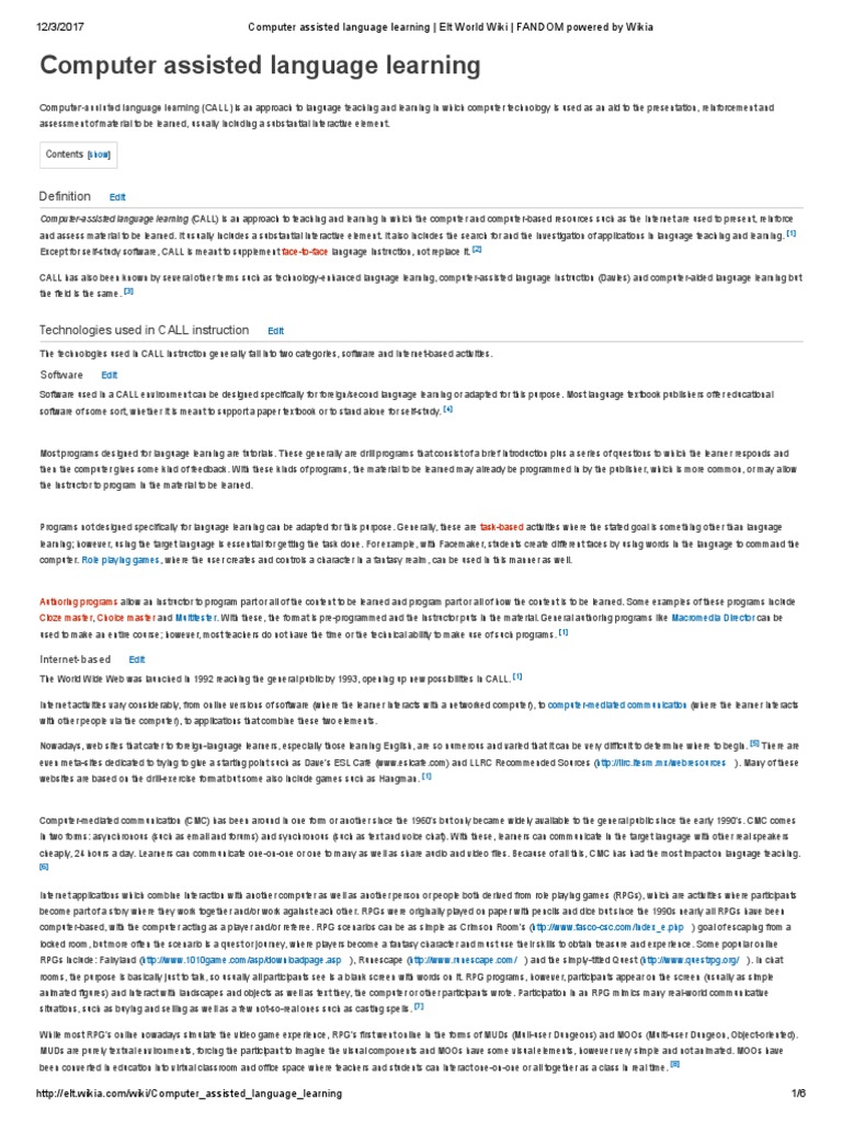 Computer Assisted Language Learning - Elt World Wiki - FANDOM Powered ...