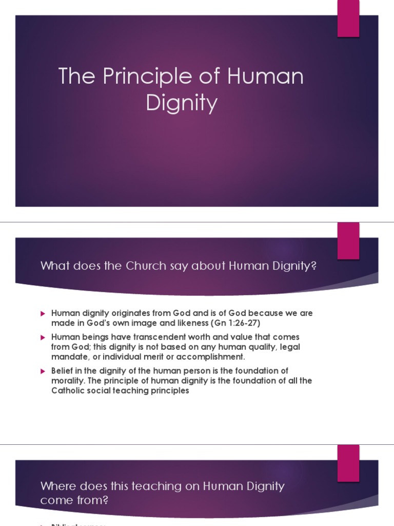 The Principle of Human Dignity Rel Ed 6 | PDF | Catholic Social ...