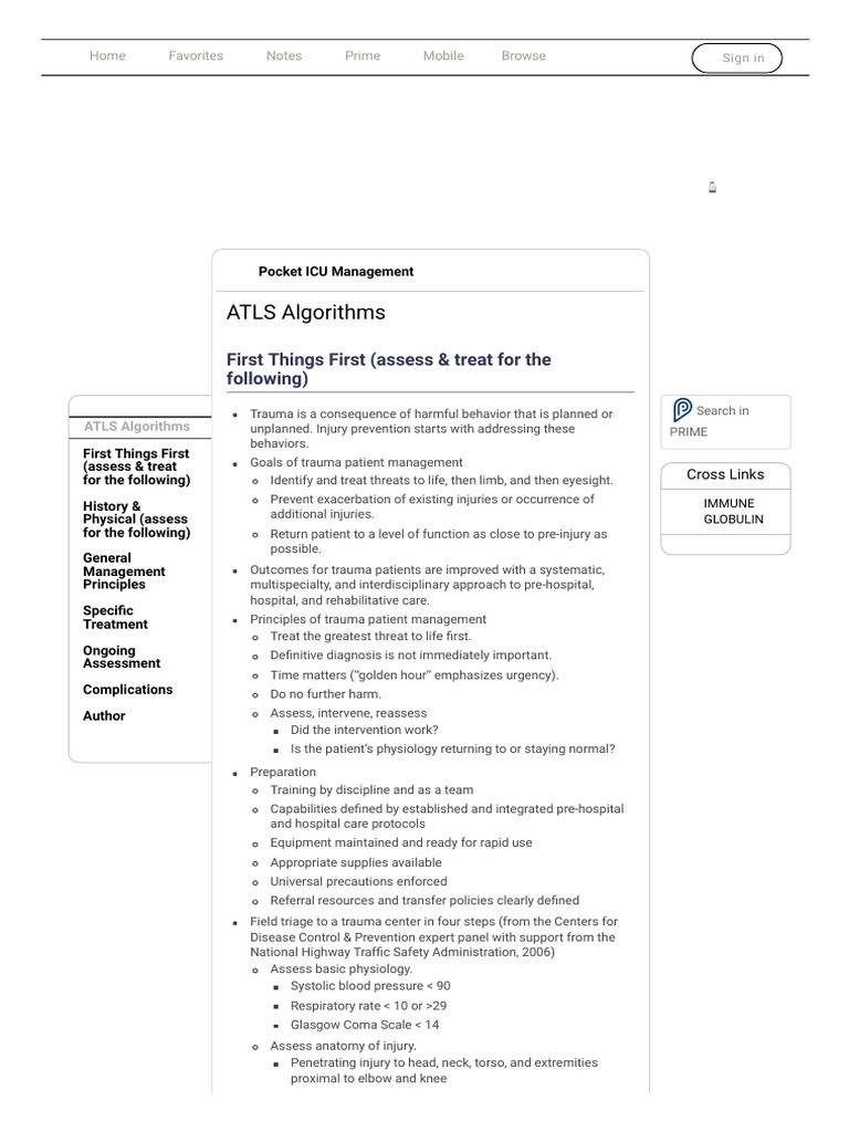 ATLS Algorithms - Pocket ICU Management | PDF | Major Trauma ...