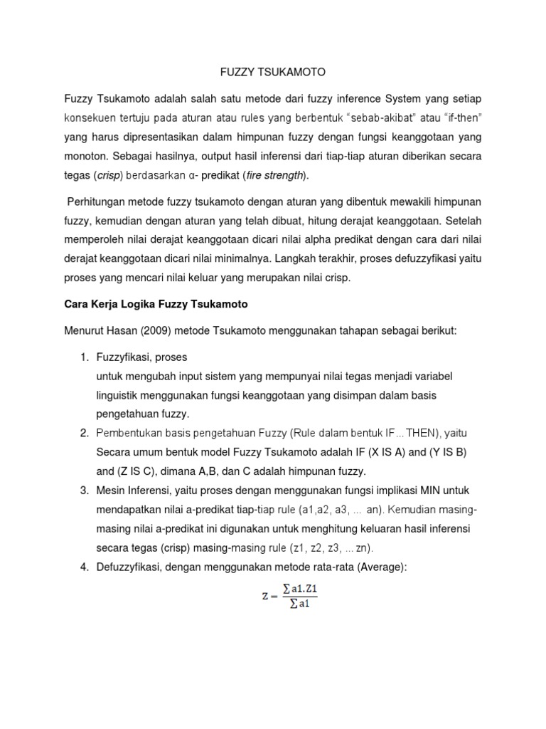 Fuzzy Tsukamoto | PDF