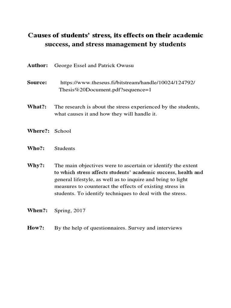 Senior High School Thesis Outline | PDF