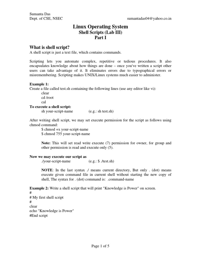 Operating System Lab 03 Shell Script I Pdf Command Line Interface Computer File