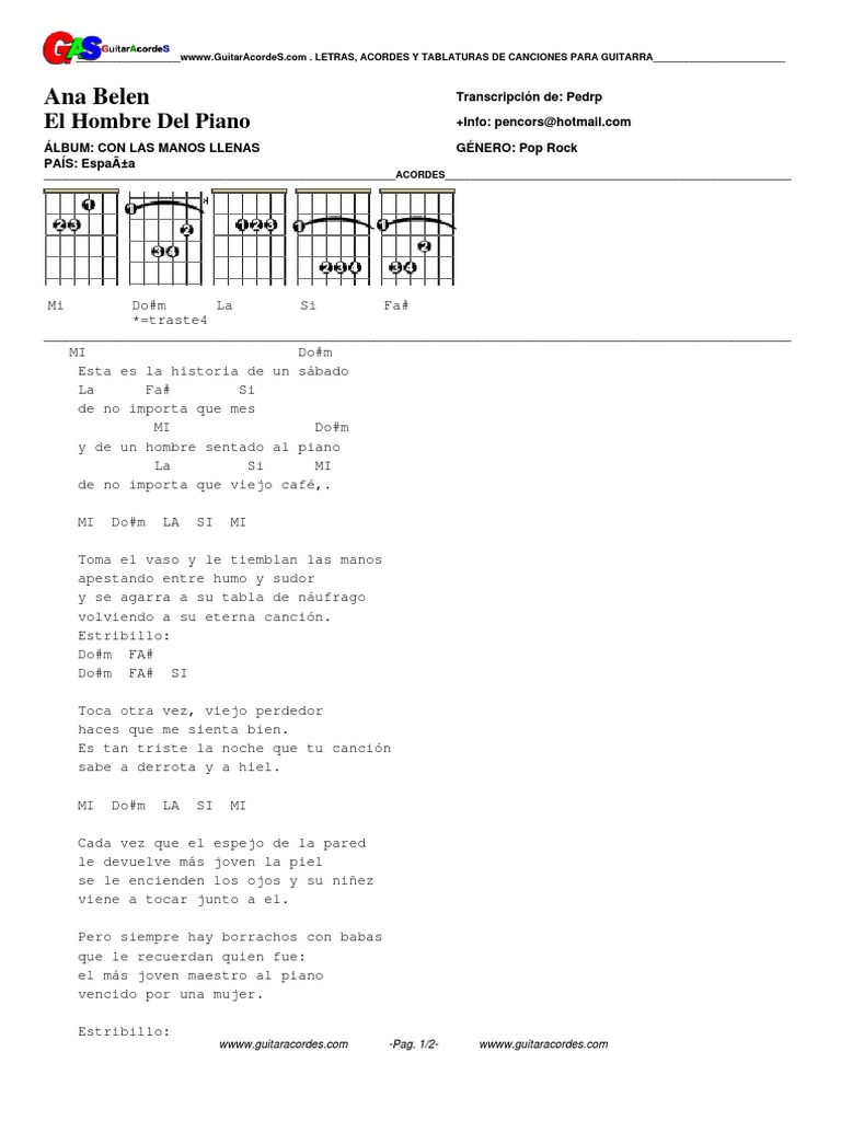 Ana Belen - El Hombre Del Piano PDF | PDF | Ocio | Entretenimiento ...