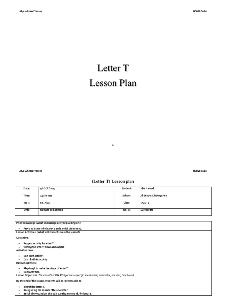 Lesson Plans Wee | PDF | Lesson Plan | Educational Assessment