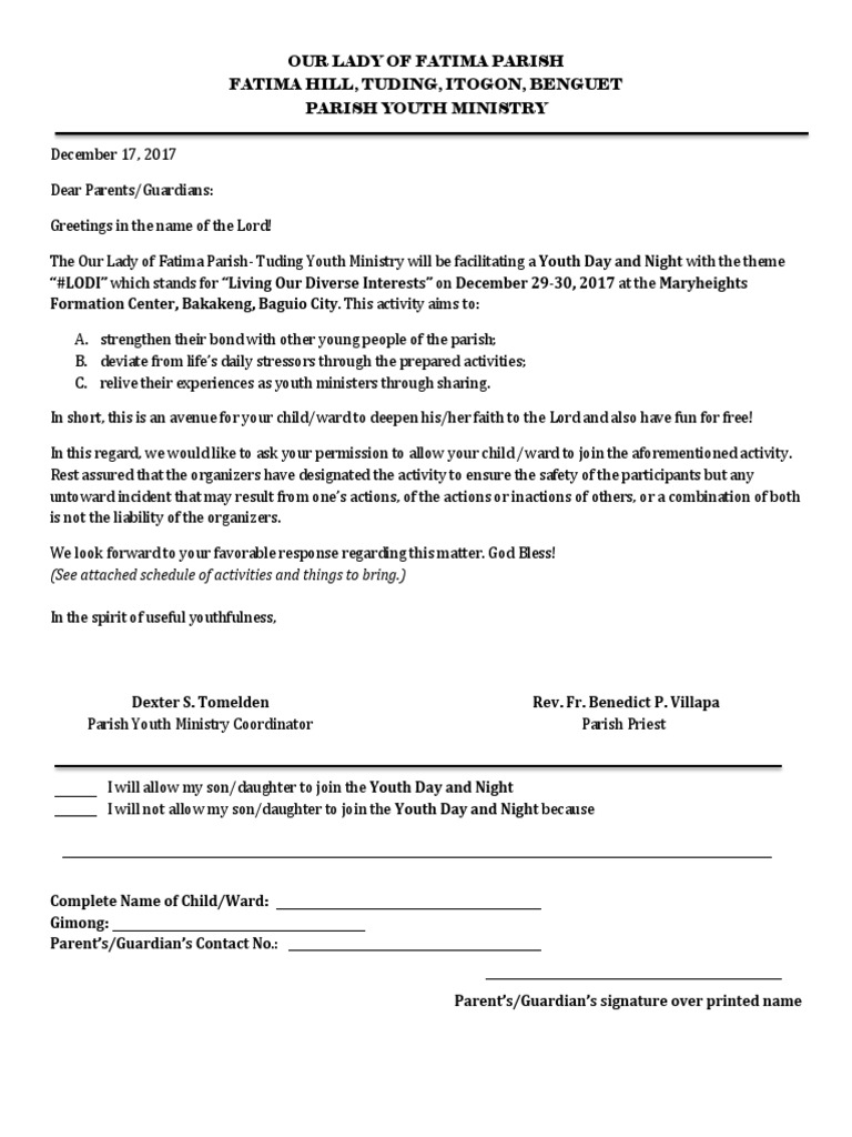 See Attached Schedule of Activities and Things To Bring. | PDF | Legal ...