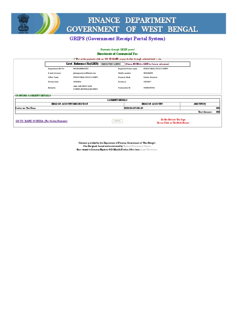 Government Receipt Portal System | World Wide Web | Technology