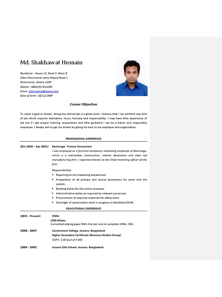 SH Prince CV Jan 2017 001 | PDF | Dhaka | World Politics