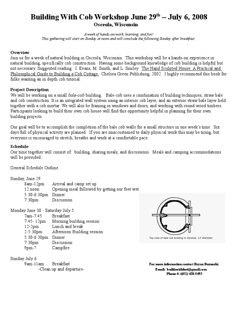 Cob Building Workshop in Wisconsin | PDF | Camping | Foods