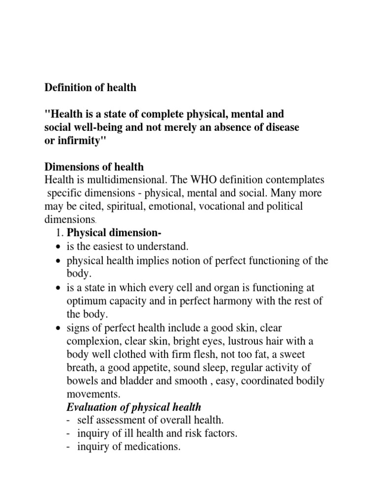 Definition of Health | PDF | Mental Health | Metaphysics Of Mind