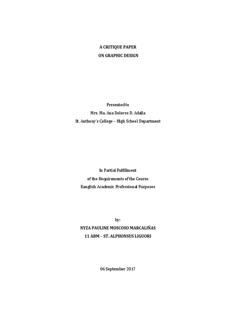 A Critique Paper On Graphic Design | PDF | Psychological Concepts ...
