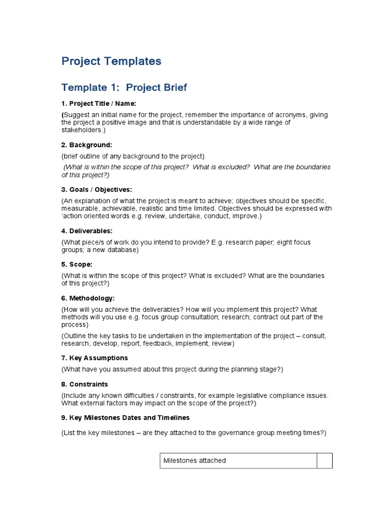 Project Templates | Download Free PDF | Project Management | Governance
