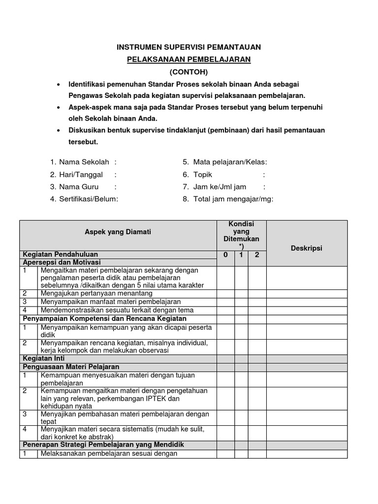 Contoh Instrumen Pemantauan | PDF