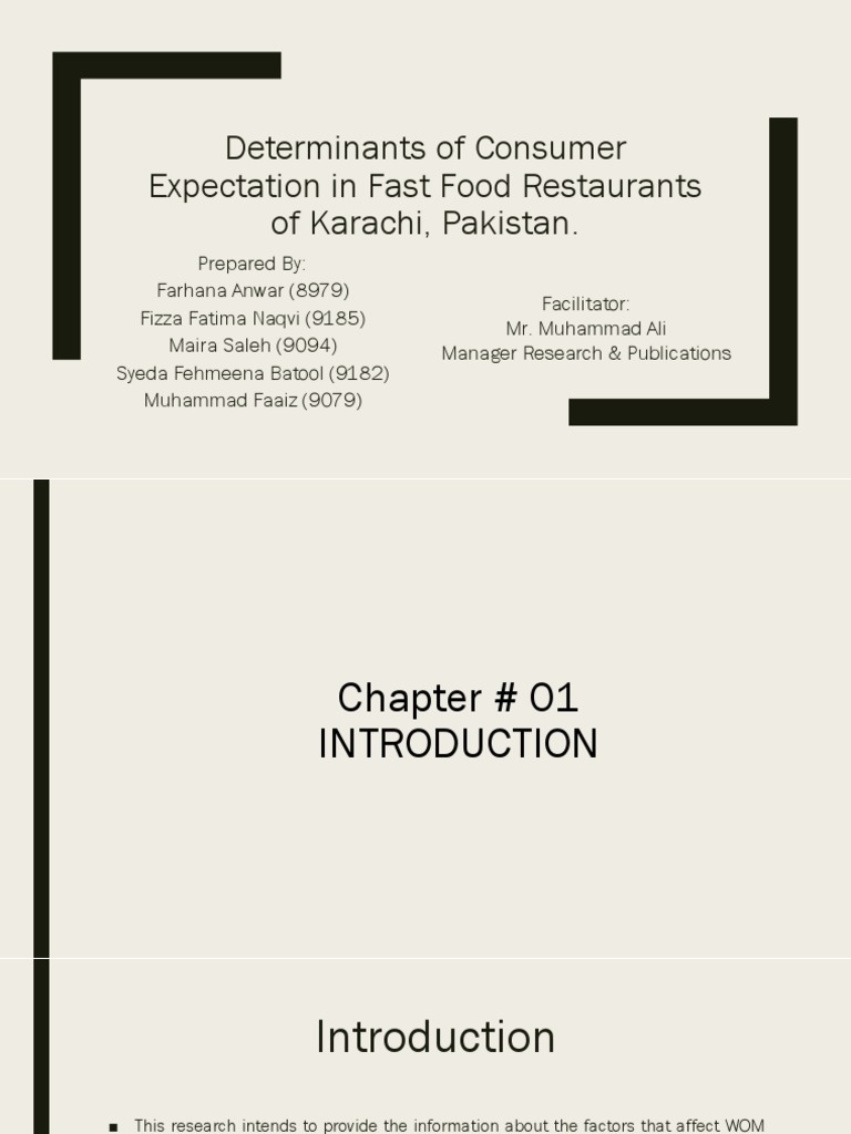 Determinants of Consumer Expectation in Fast Food Restaurants | PDF ...
