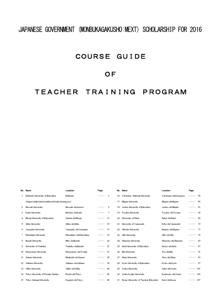 2016_Course Guide of Teacher Training Program | Language Education ...