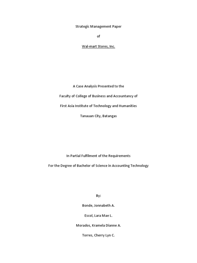 Strategic Management Paper | PDF