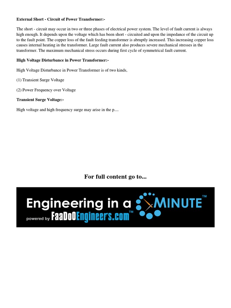 External Faults in Power Transformer | PDF