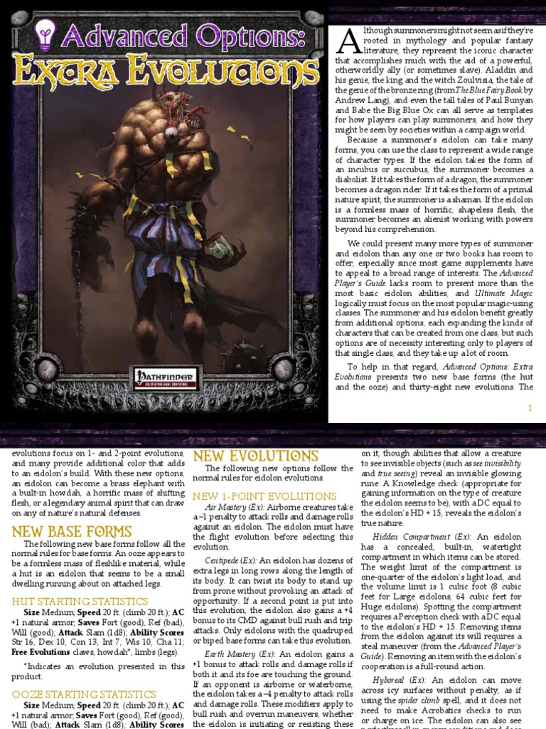 Super Genius Games - Advanced Options - Extra Evolutions | PDF ...