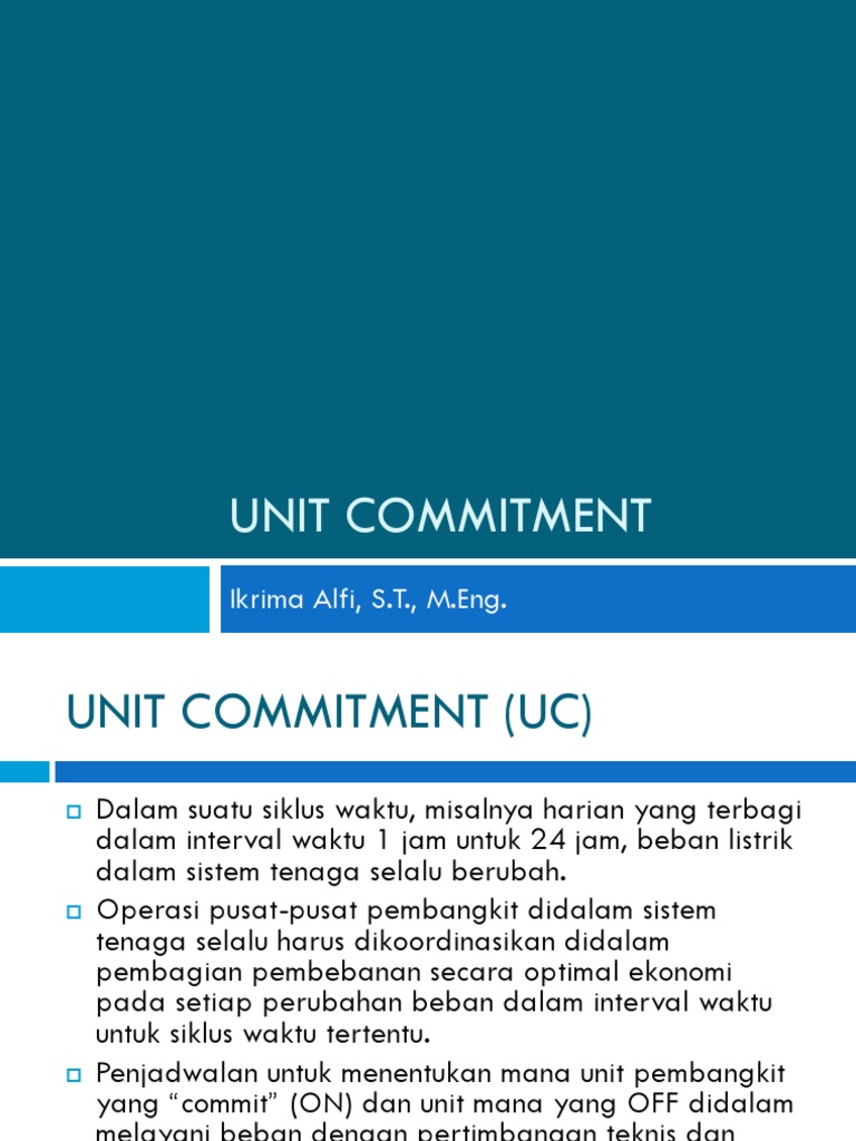 Unit Commitment | PDF | Teknologi & Rekayasa