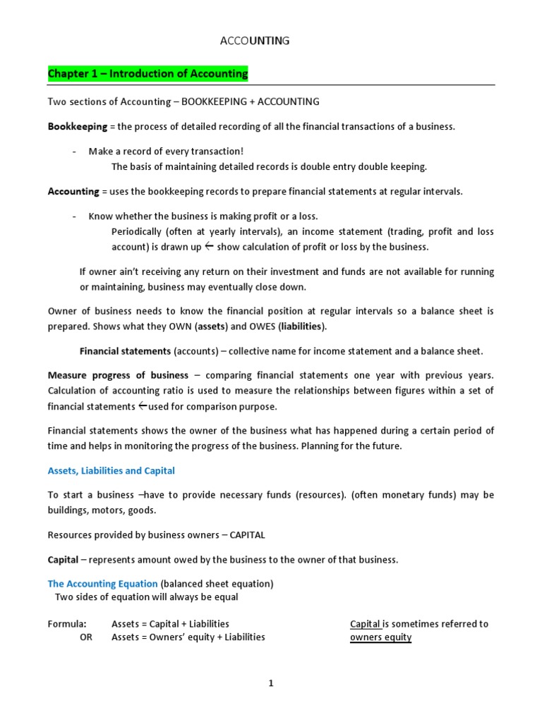 Accounting Igcse Chapter 1 Debits And Credits Bookkeeping