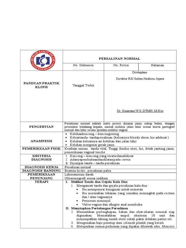 PPK Persalinan Normal Edit | PDF | Pengembangan Diri | Kesehatan Holistik