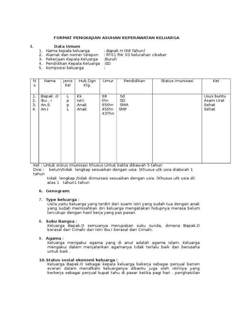 Format Pengkajian AsKep Keluarga Saja | PDF | Kesehatan Holistik