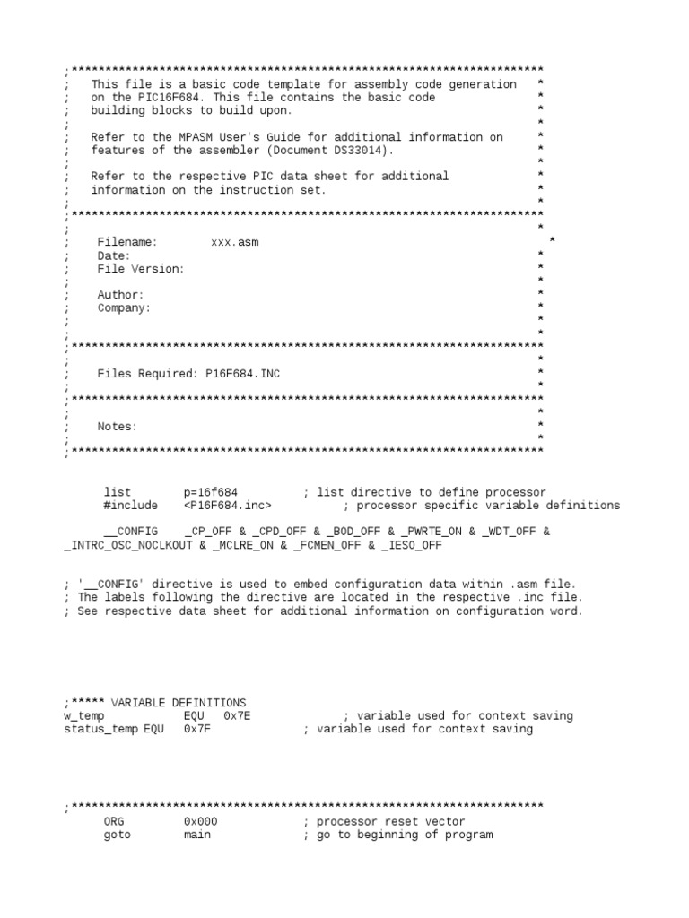 Template Mplab | PDF | Assembly Language | Computer File