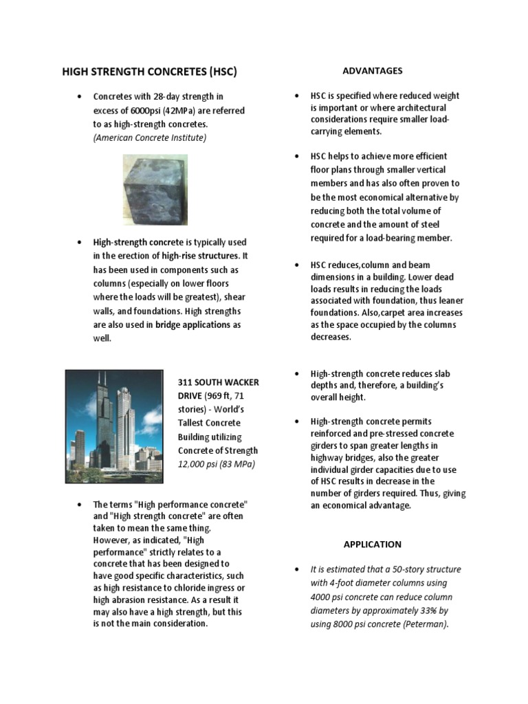 4A High Strength Concrete Handout | PDF | Concrete | Cement