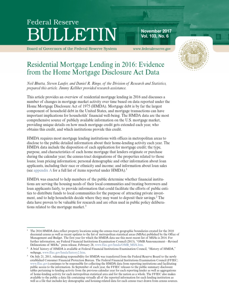 2016 Hmda | PDF | Home Mortgage Disclosure Act | Federal Housing ...