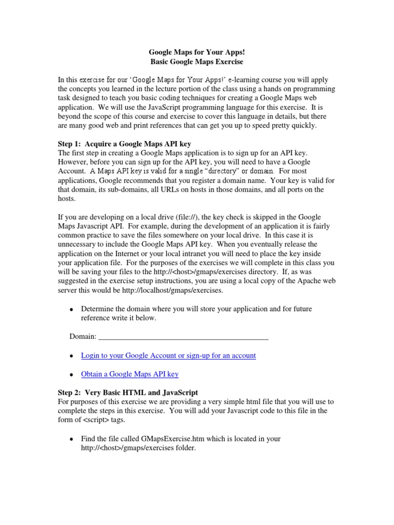 Google Maps For Your Apps! Basic Google Maps Exercise | PDF ...