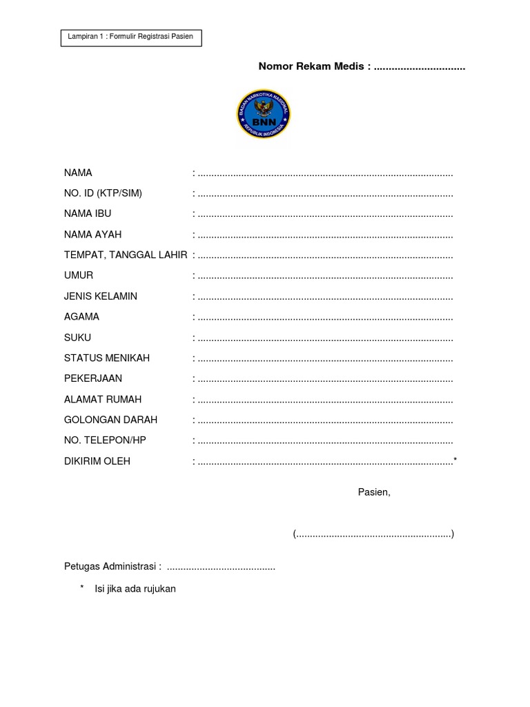 Lampiran Formulir Fix BNN 220515 | PDF