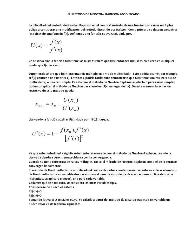 Método de Newton-Raphson Modificado | PDF | Enseñanza de matemática ...