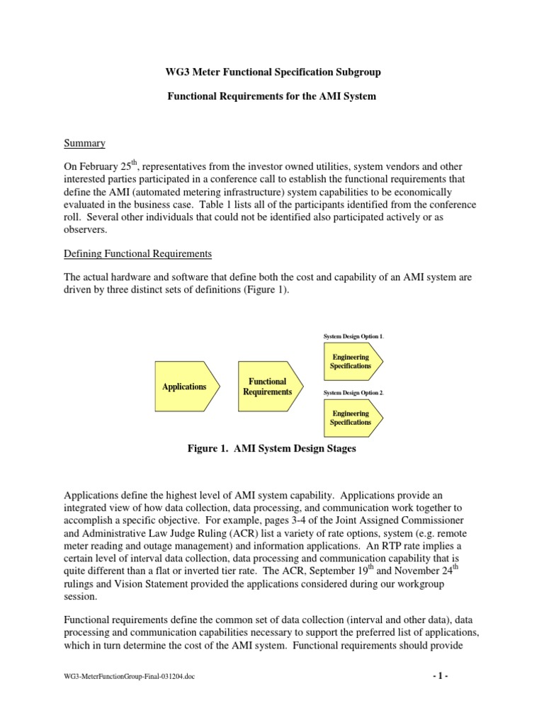 Functional Requirements For AMI System 200412 | PDF | Specification ...