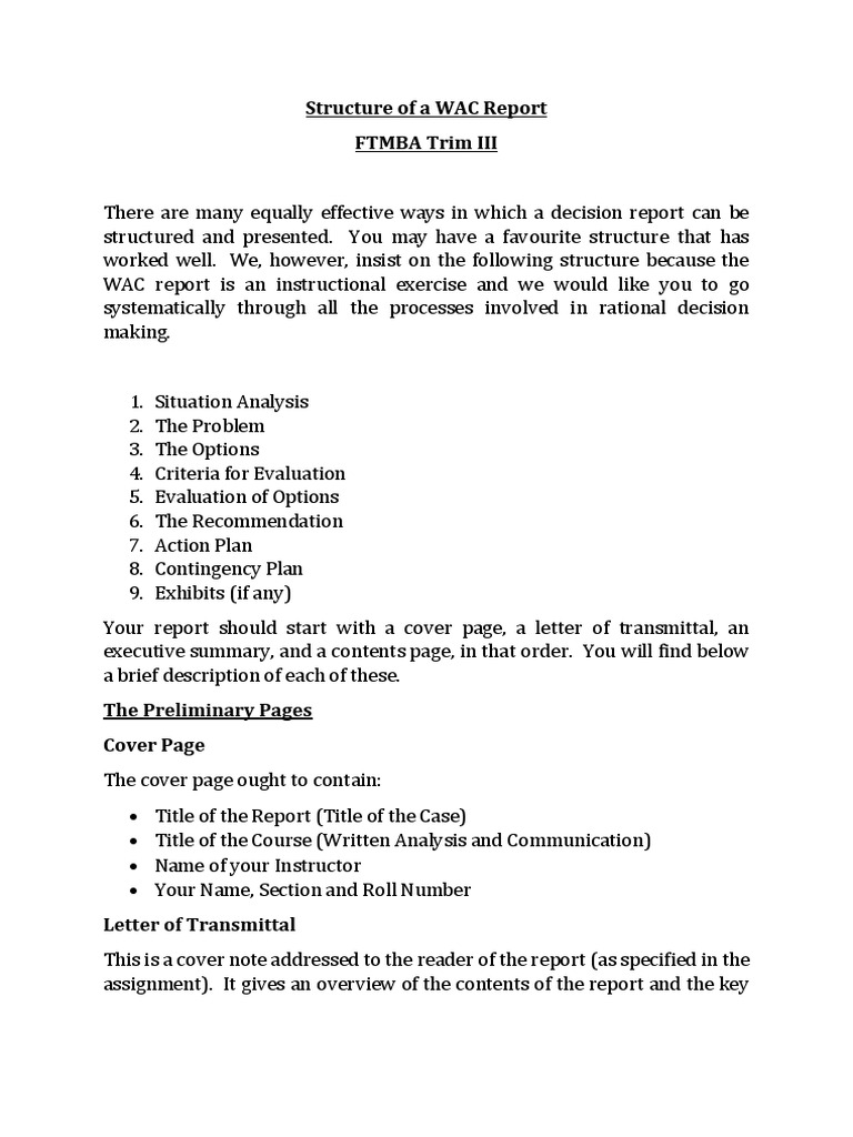 Structure of A WAC Report Ftmba Trim Iii | PDF | Evaluation | Epistemology