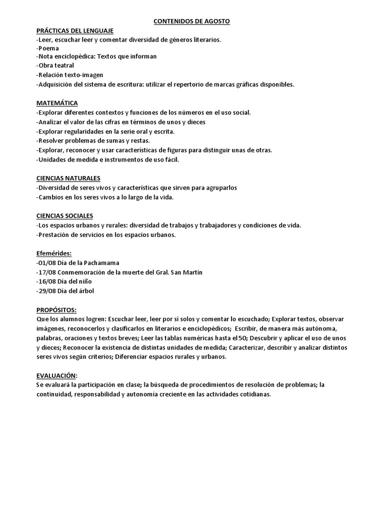 Planificación Mensual de Primer Grado | PDF