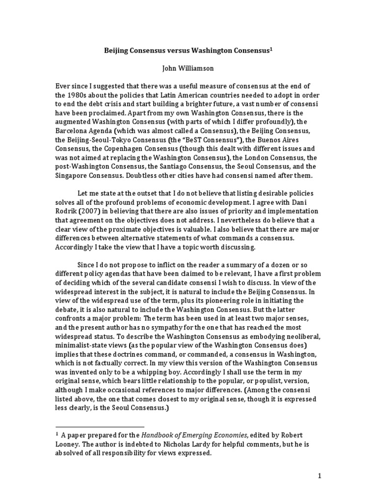 Beijing vs. Washington Consensus | PDF | Washington Consensus ...