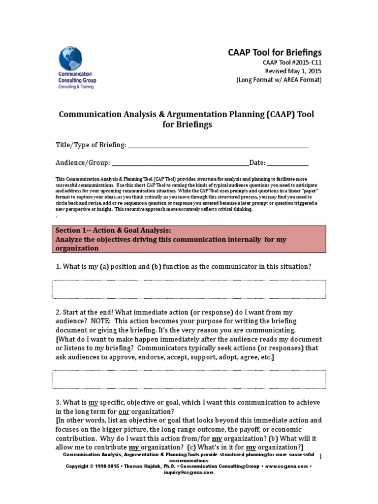 Ccg-Caap Tool-Briefings-Blank Long Format | PDF | Argumentation Theory ...