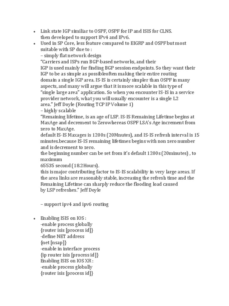 ISIS Routing Protocol Note - Intermediate Systems To Intermediate Systems | PDF | Multiprotocol ...