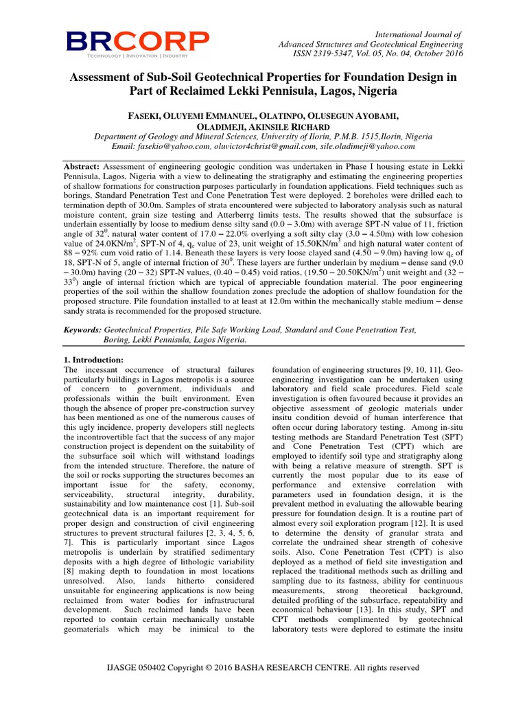 Assessment of Sub-Soil Geotechnical Properties | PDF | Deep Foundation ...