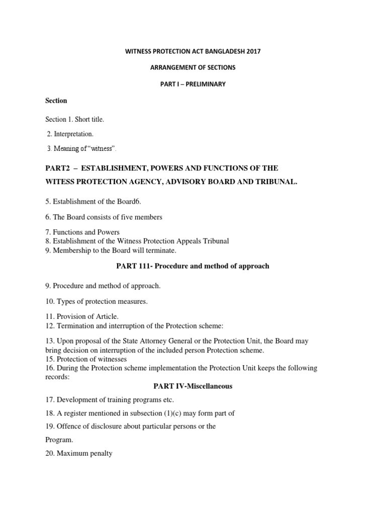 Witness Protection Act | PDF