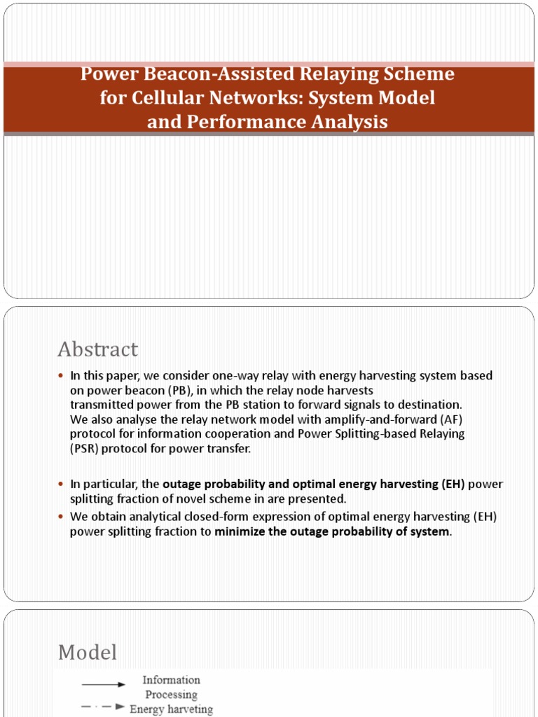 Power Beacon Relaying in Cellular Networks | PDF | Signal To Noise ...