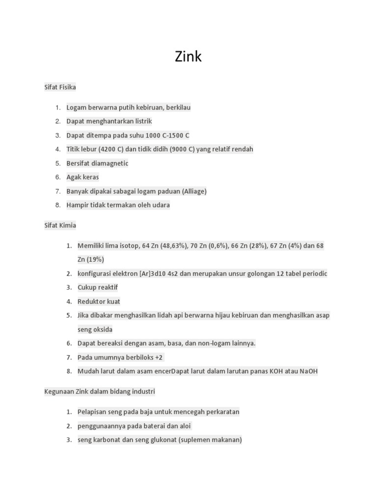 Zink | PDF | Griya & Taman