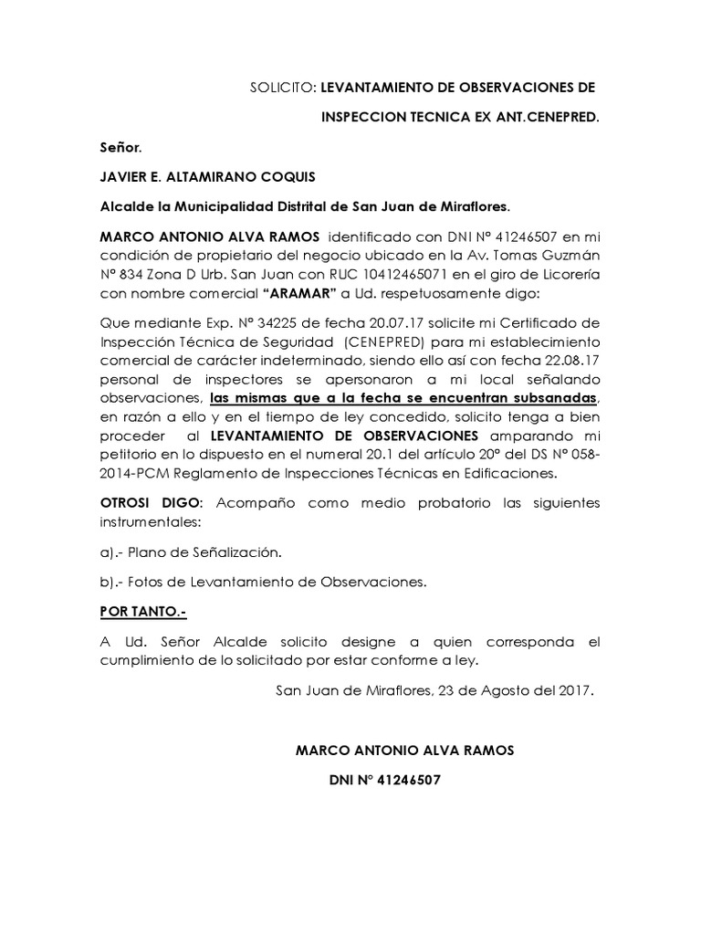 Levantamiento Marco Obs | PDF