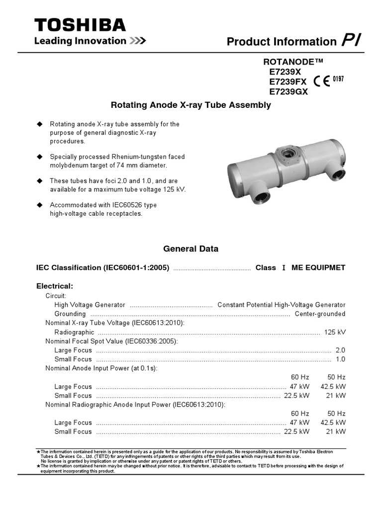 Product Information: Rotanode™ E7239X E7239FX E7239GX | PDF | Vacuum ...