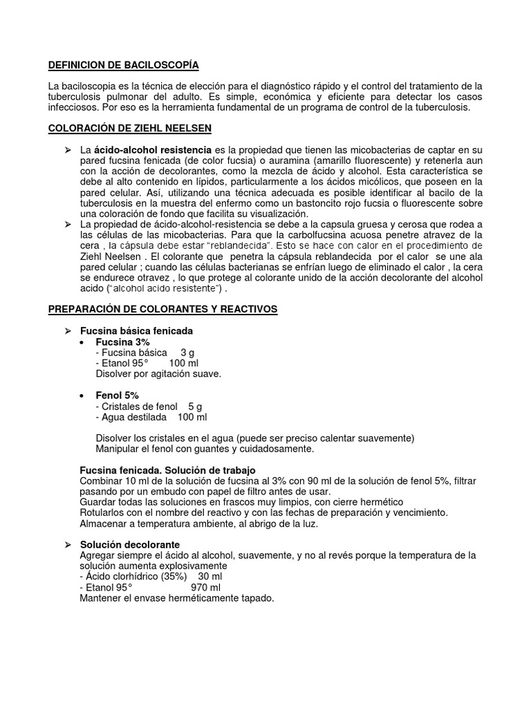 Definicion de Baciloscopía | Mycobacterium | Tuberculosis
