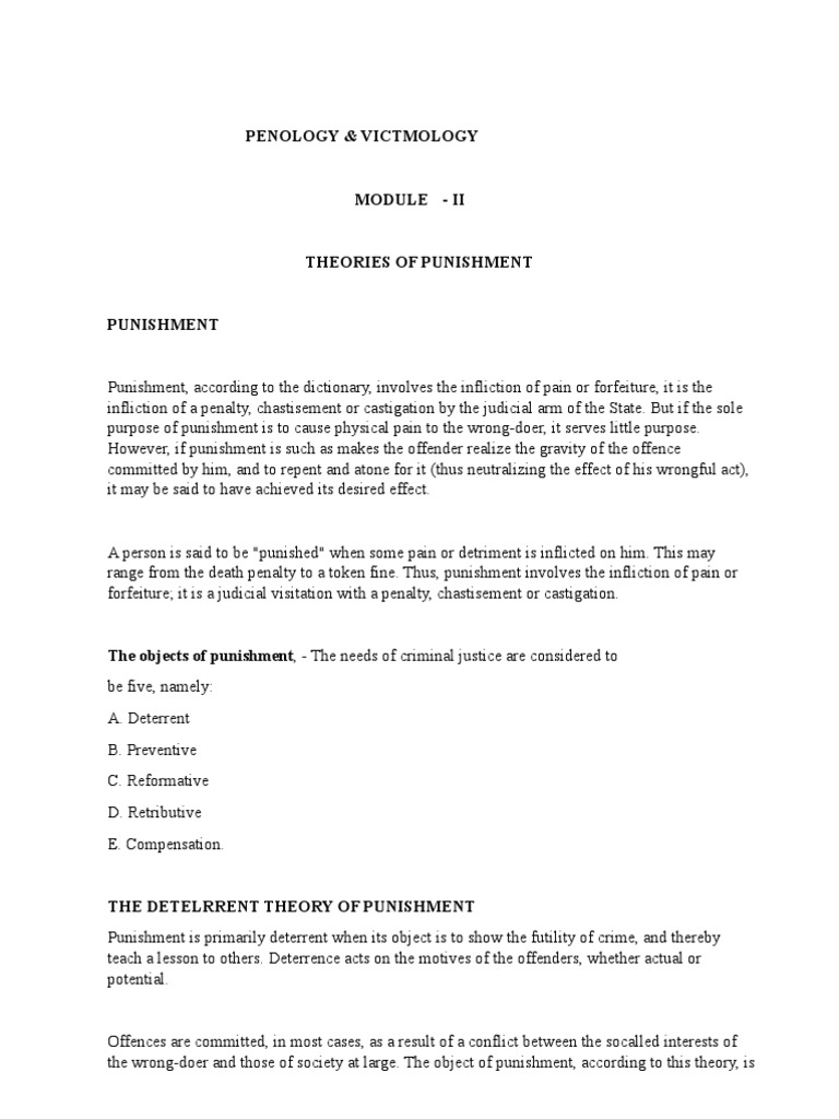 Penology | Victimology | Punishments