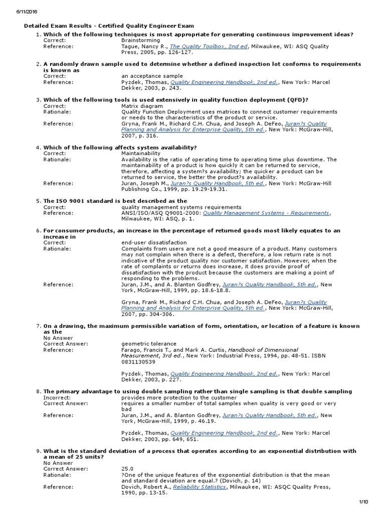 CQE Interactive Exam Solutions | PDF | Level Of Measurement | Audit