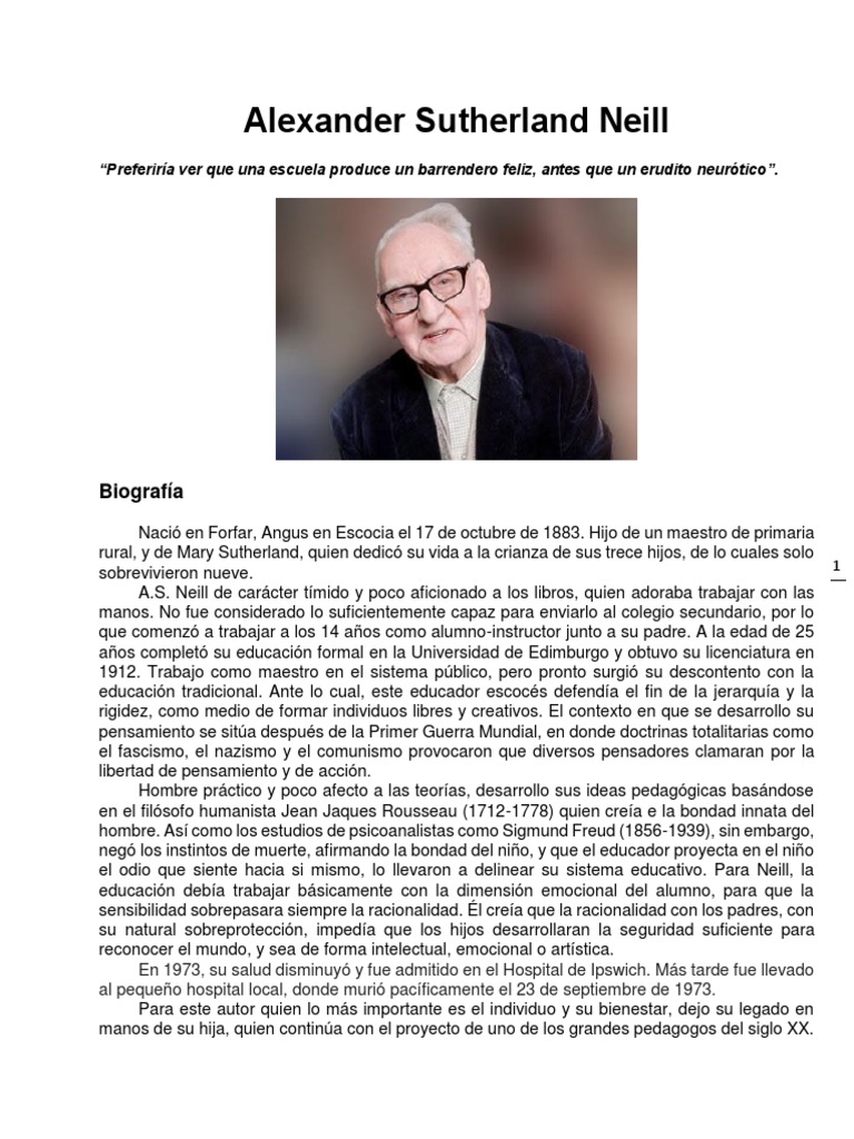 Alexander Sutherland Neill Completo | PDF | Sicología | Science