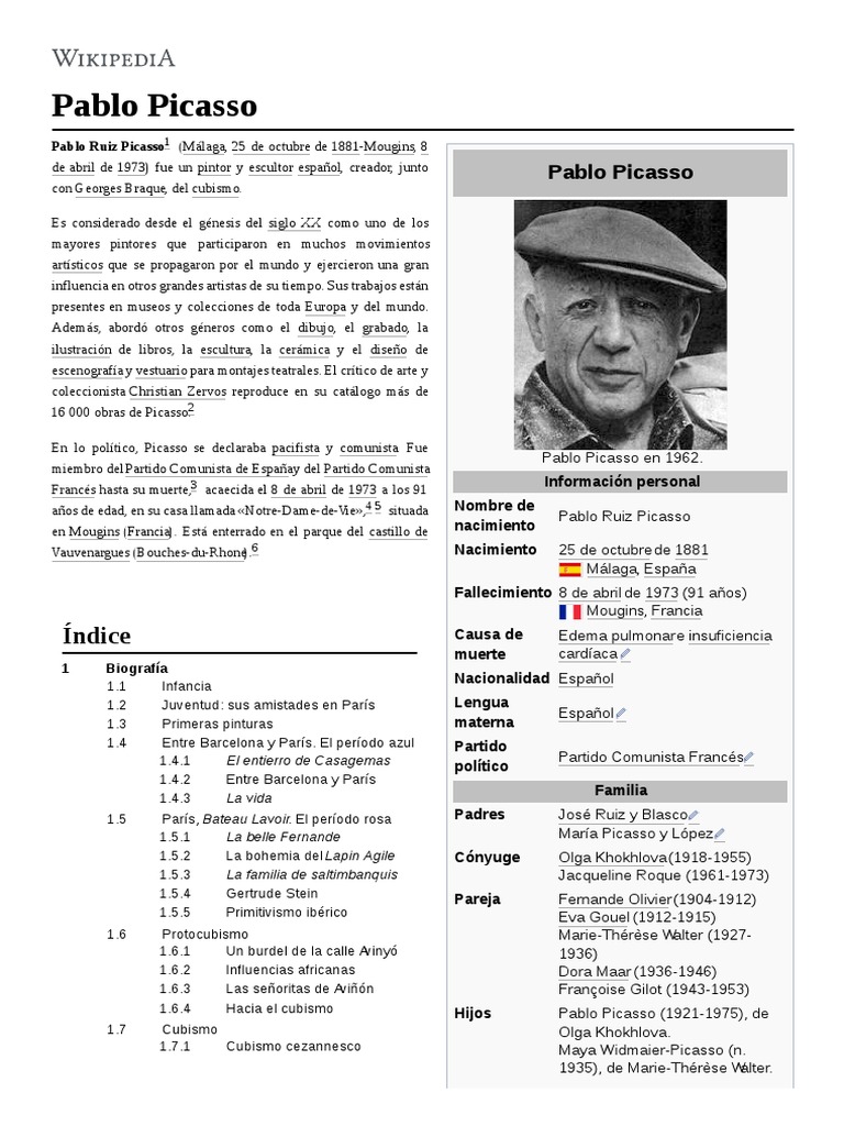 Pablo Picasso | PDF | Pablo Picasso | Medios de arte