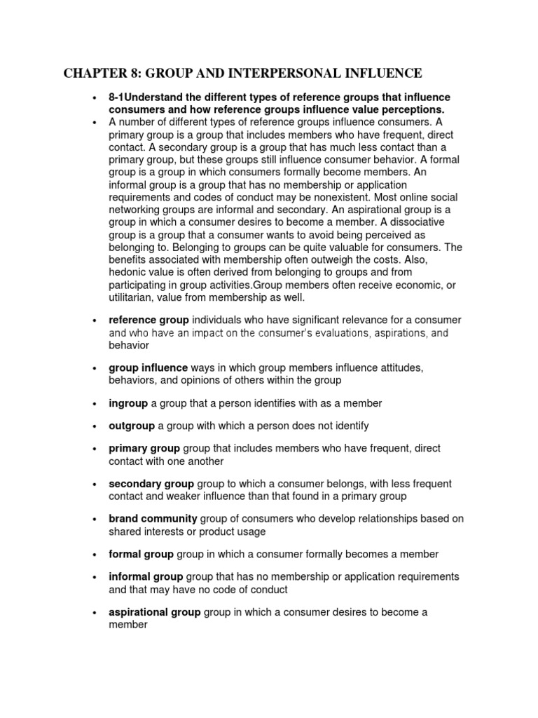 Chapter 8 Group and Interpersonal Influence | PDF | Power (Social And ...