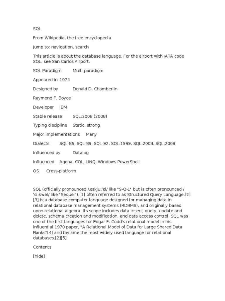 SQL Tutorial | Download Free PDF | Sql | Databases